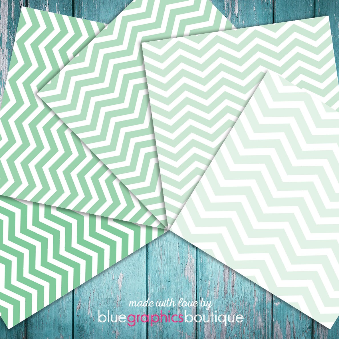 GREEN CHEVRON Digital Paper, Buy 2 Get 1 Free, Free Commercial Use for ...