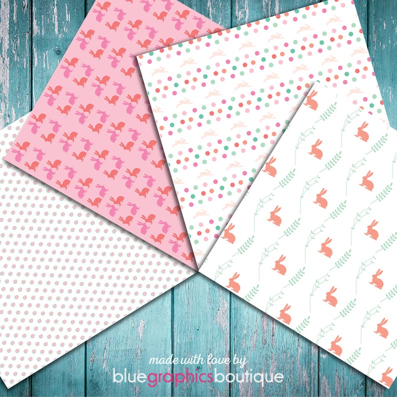 EASTER BUNNIES Digital Paper, Buy 2 Get 1 Free, Free Commercial Use for ...