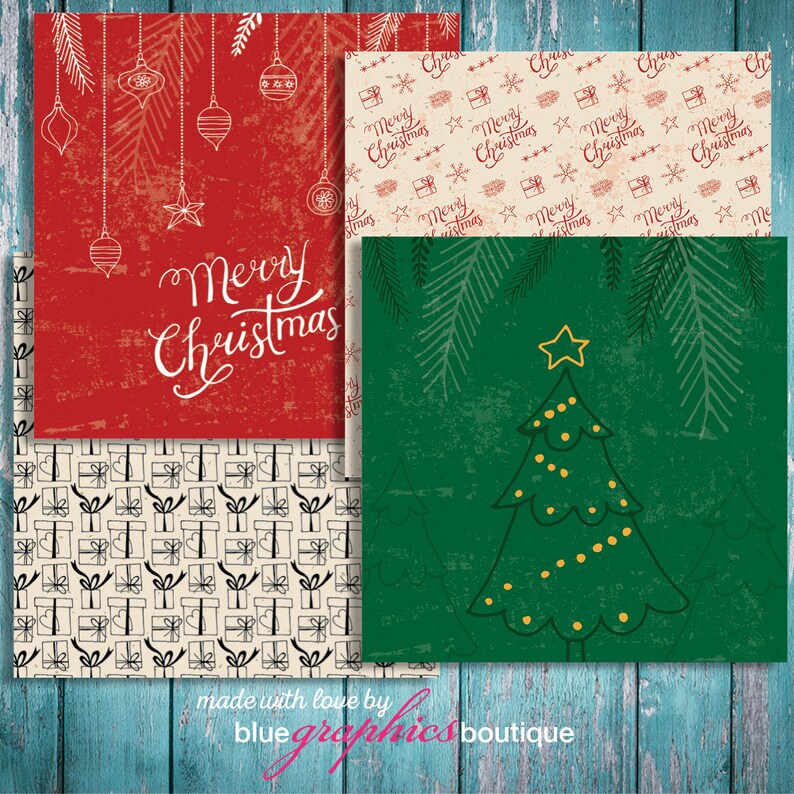 MERRY CHRISTMAS Digital Paper, Buy 2 Get 1 Free, Free Commercial Use ...