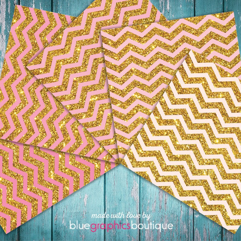 GLITTER and PINK CHEVRON Digital Paper, Buy 2 Get 1 Free, Free ...