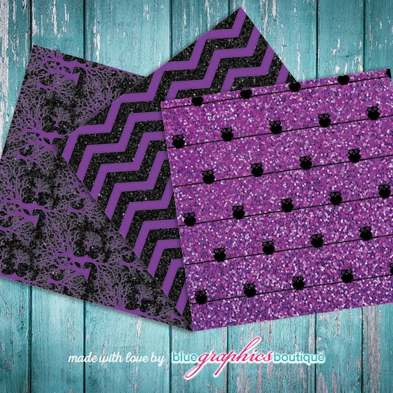 SPOOKY PURPLE HALLOWEEN Digital Paper Buy 2 Get 1 Free Free - Etsy