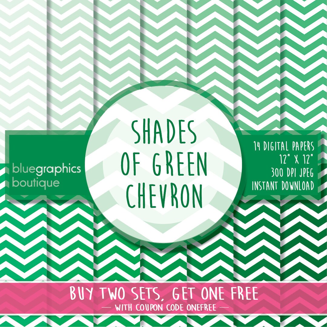GREEN CHEVRON Digital Paper, Buy 2 Get 1 Free, Free Commercial Use for ...