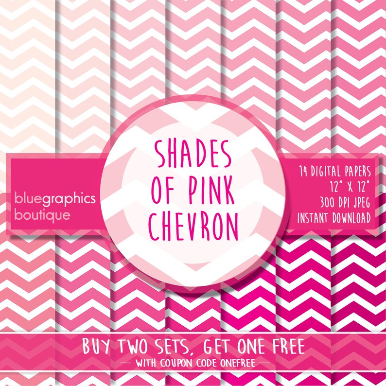 PINK CHEVRON Digital Paper Buy 2 Get 1 Free Free Commercial - Etsy