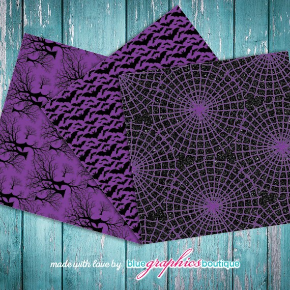 SPOOKY PURPLE HALLOWEEN Digital Paper Buy 2 Get 1 Free Free - Etsy
