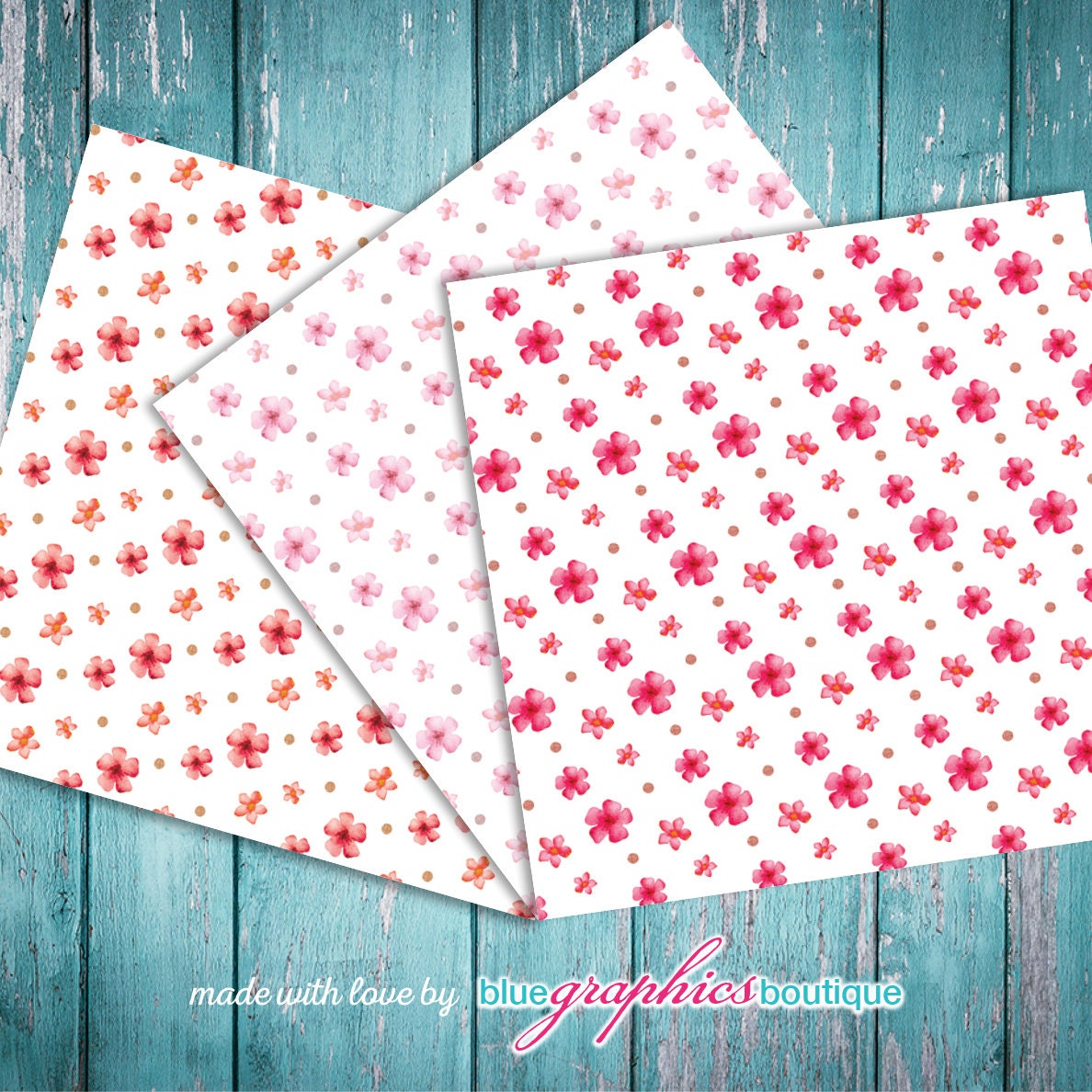 SPRING FLOWERS Floral Digital Paper Buy 2 Get 1 Free Free - Etsy