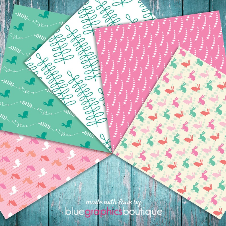 EASTER BUNNIES Digital Paper, Buy 2 Get 1 Free, Free Commercial Use for ...