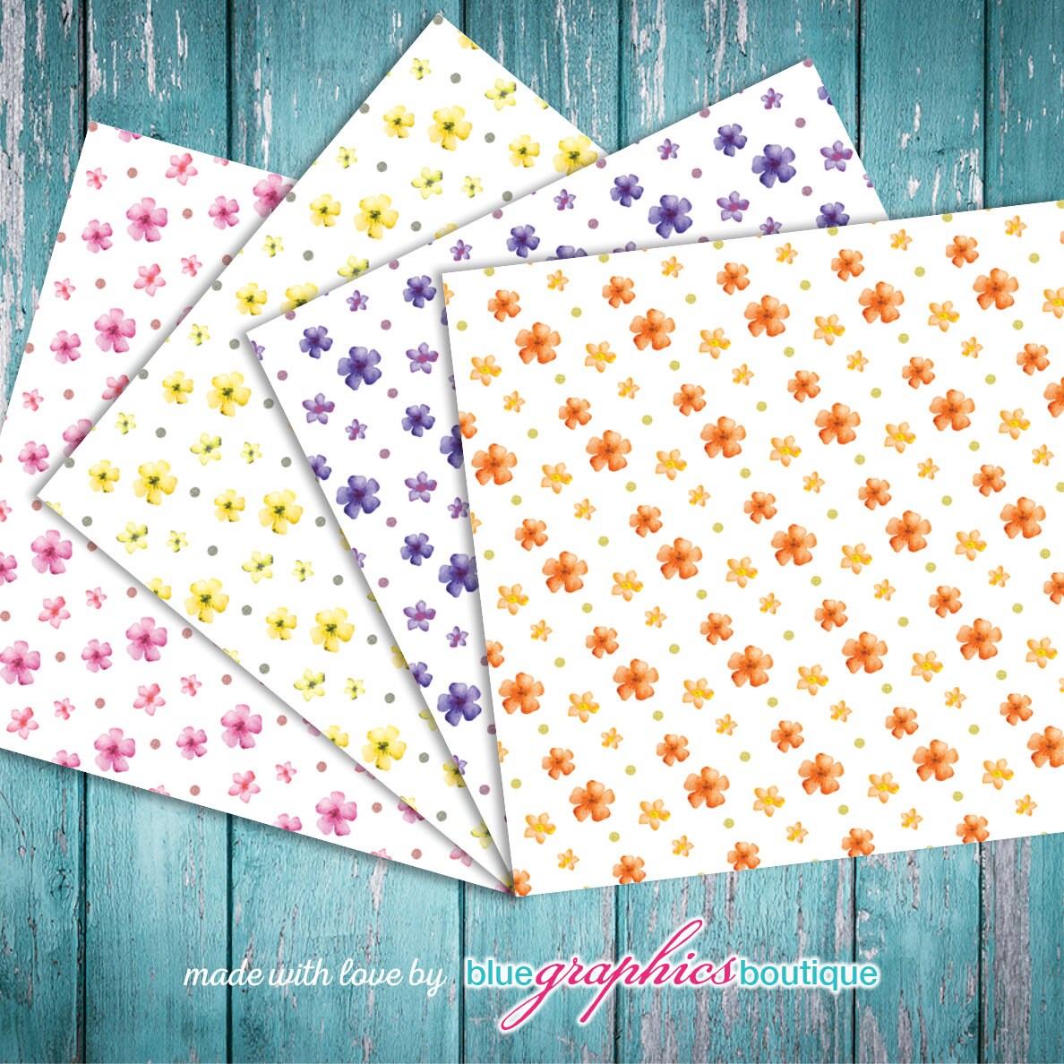 SPRING FLOWERS Floral Digital Paper Buy 2 Get 1 Free Free - Etsy