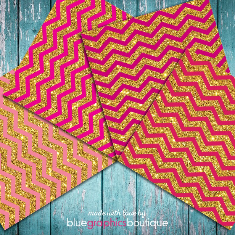 GLITTER and PINK CHEVRON Digital Paper, Buy 2 Get 1 Free, Free ...