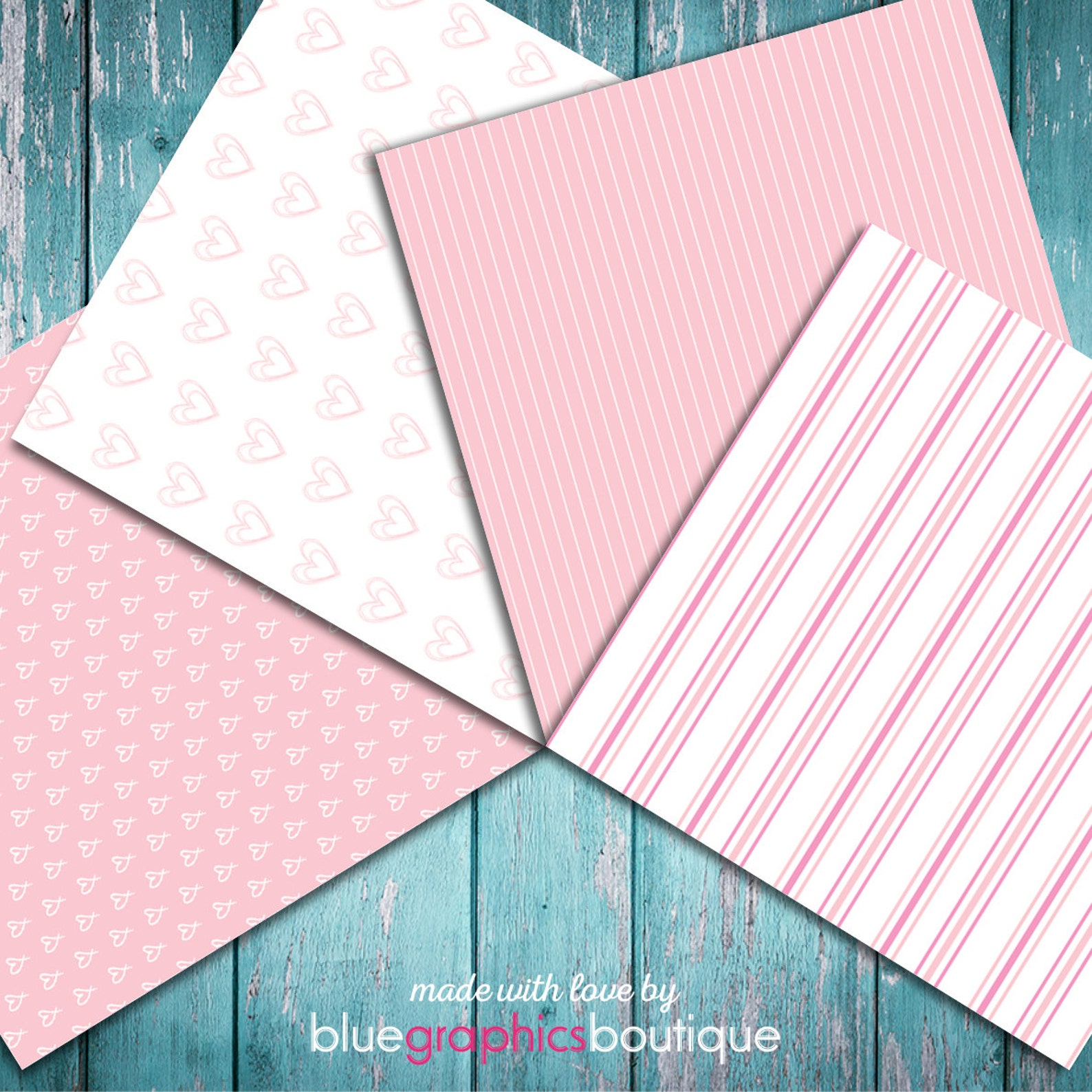 PINK HEARTS Digital Paper Buy 2 Get 1 Free Free Commercial - Etsy