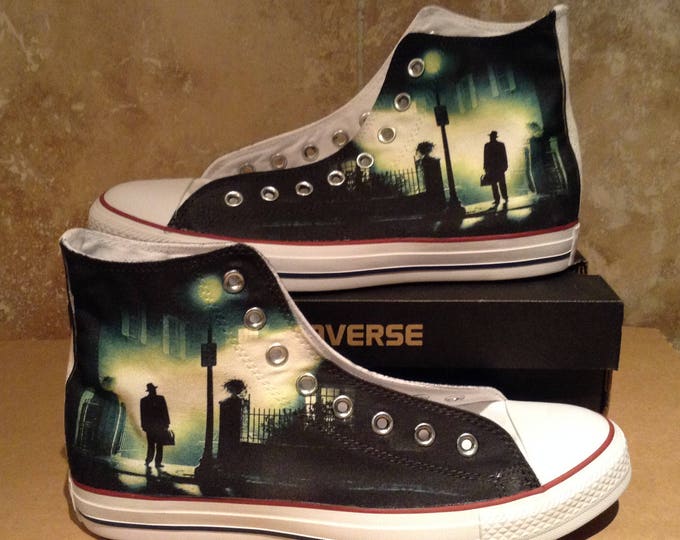 Exorcizing Horror Scary Cult Movie Design Custom Converse High Top ...