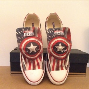 American Hero Custom Converse Low Top Shoes Captain Usa Sneakers ...
