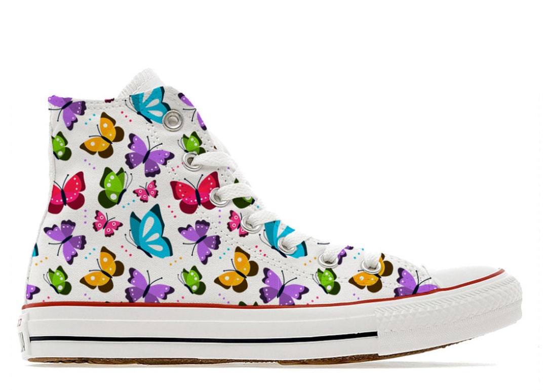 Custom Shoe Colourful Butterflies Pattern Custom Printed Converse Shoes ...