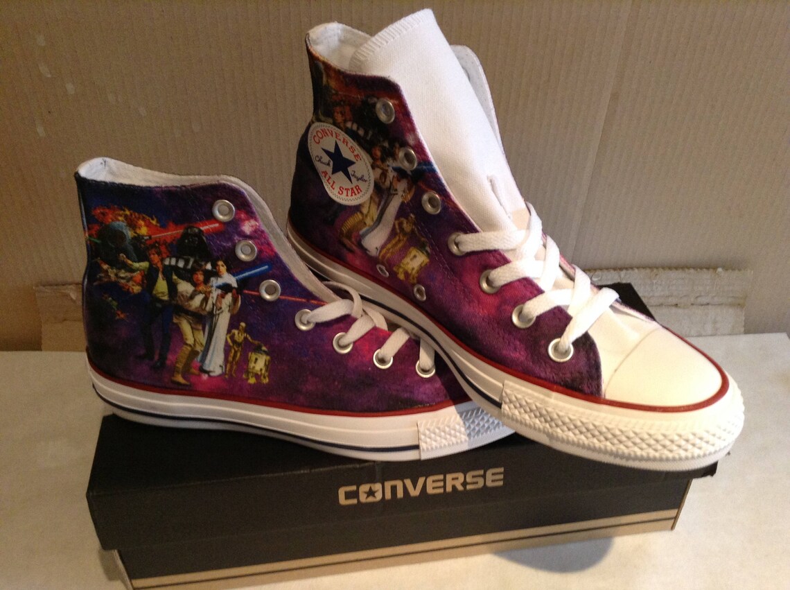 Wars in the Stars Illustration Custom Converse High Top Shoes Trainers ...