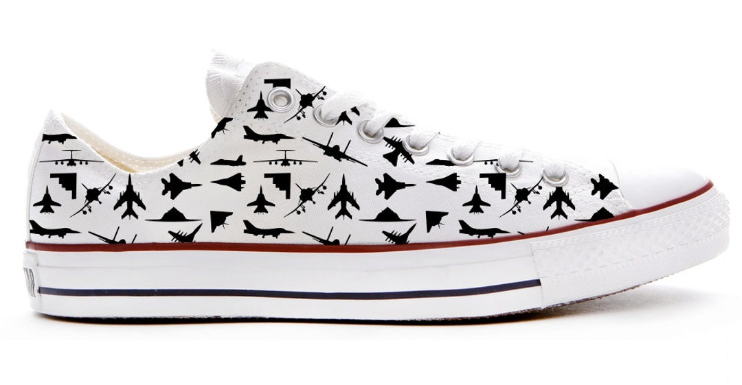 Top Custom Converse Low Top Maverick Gun Shoes Fighter Pilot Jet ...