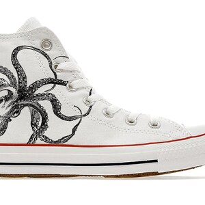 Custom Shoes Sea Monster Octopus Squid Nautical Illustrated Converse ...