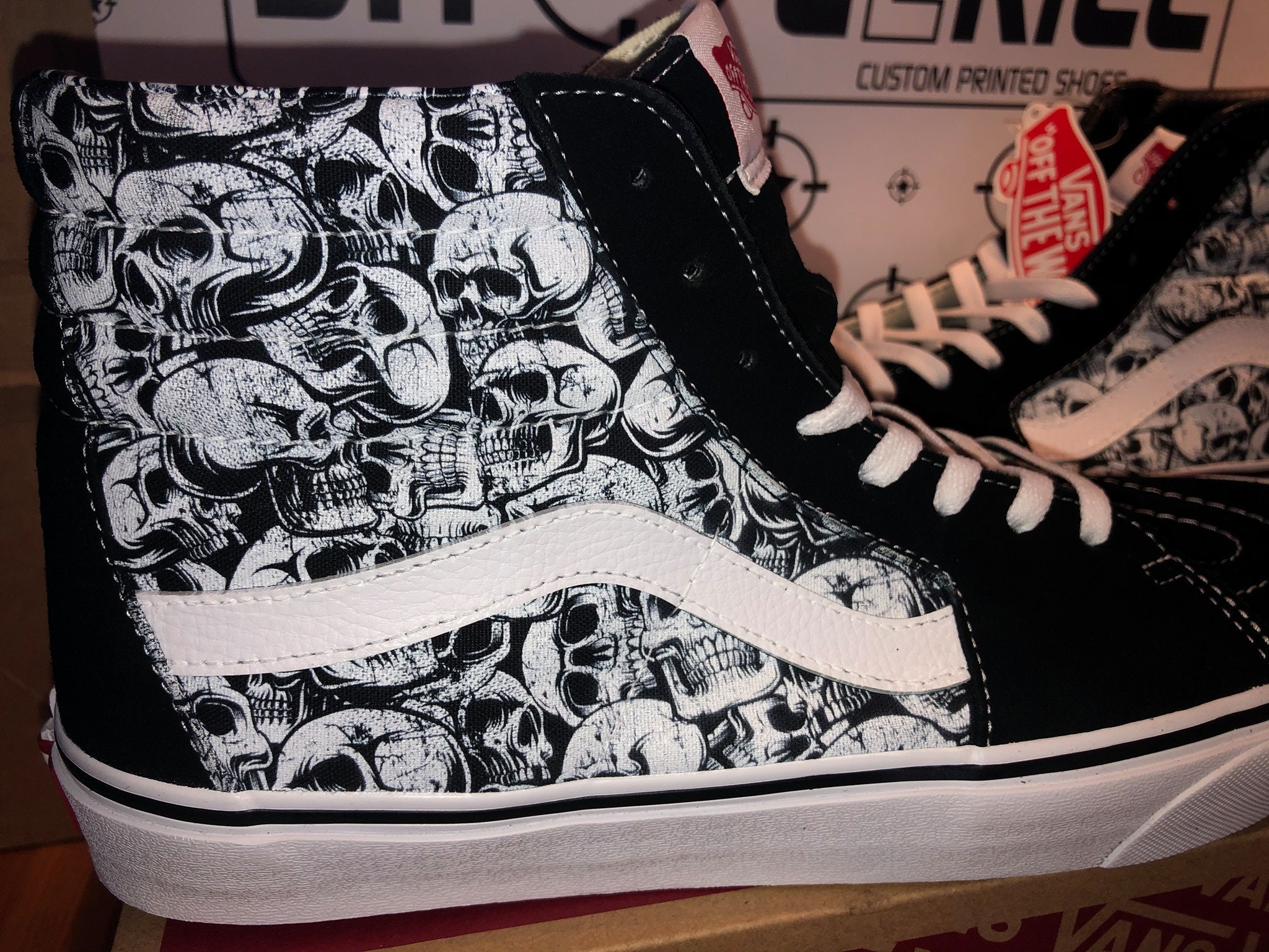 Custom Printed Vans SK8 Hi Suede and Canvas Shoes Sneakers - Etsy