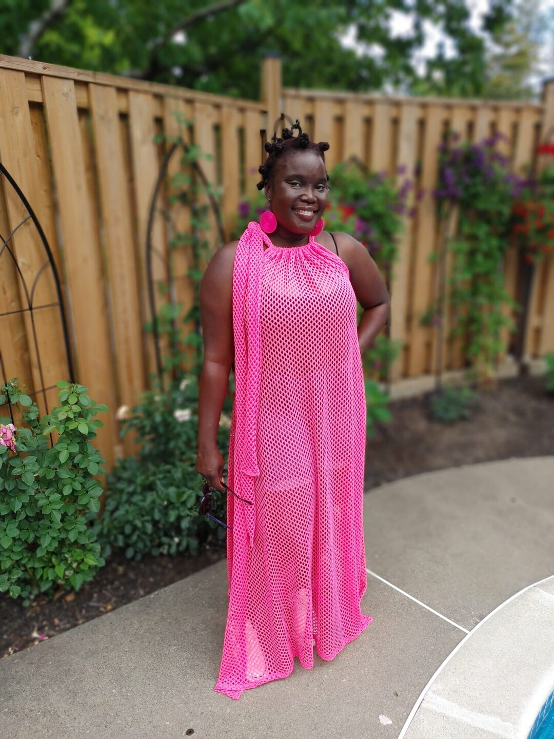 Pink Fishnet Mesh Maxi Dress - Etsy