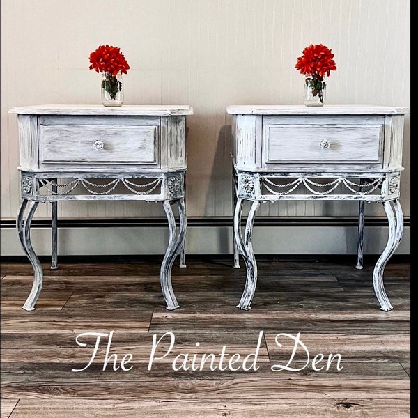 Distressed End Table - Etsy