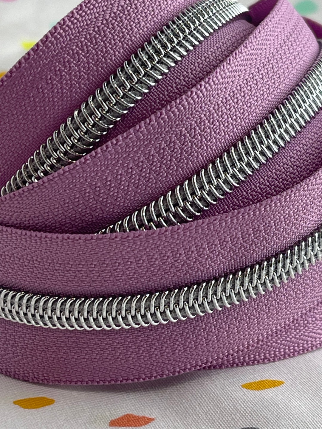 Lilac Purple Zipper Tape With Silver Nylon Coils | Size #5 | Zipper by ...