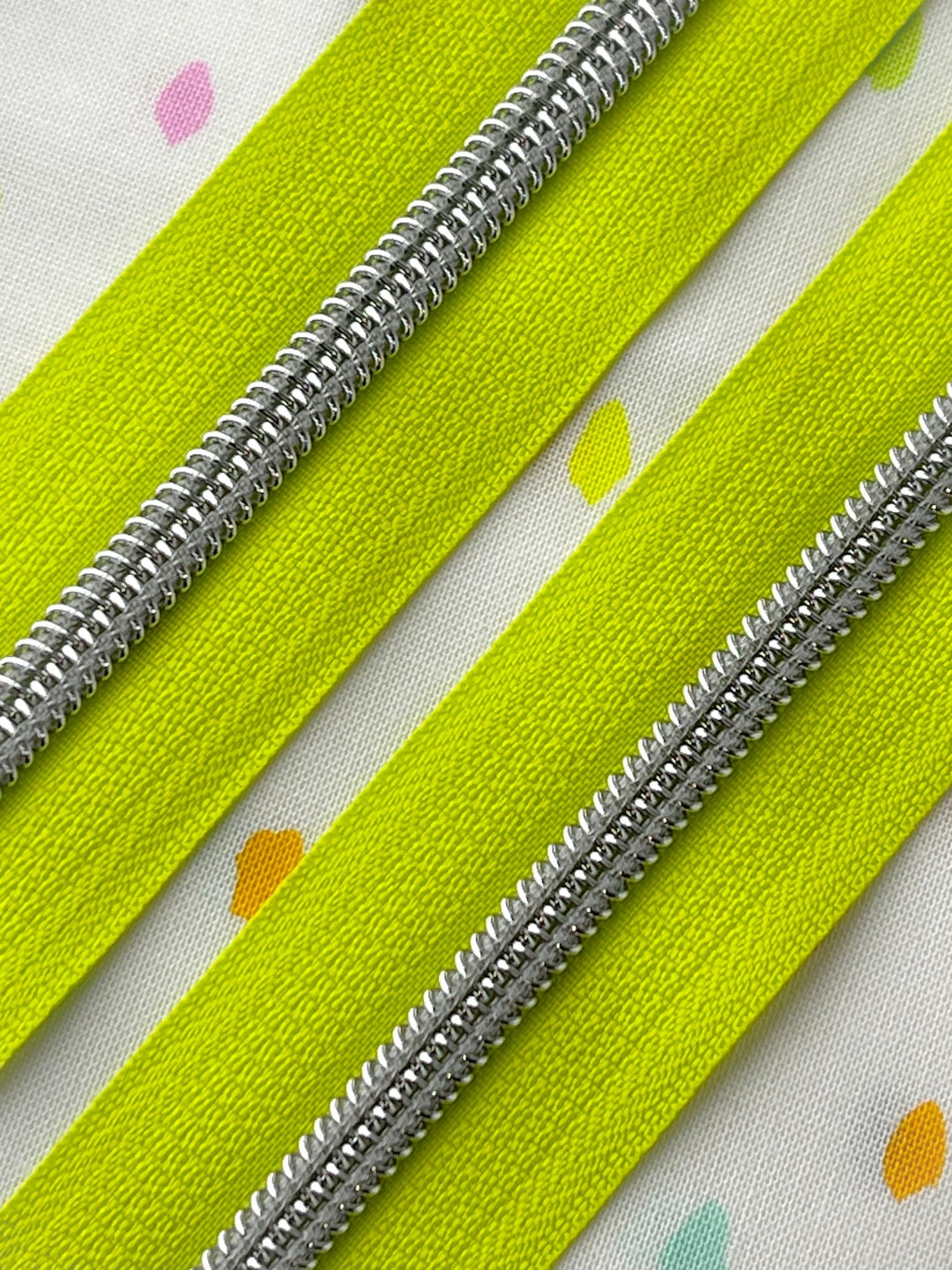 Lime Green Zipper Tape With Silver Nylon Coils | Size #5 | Zipper by ...