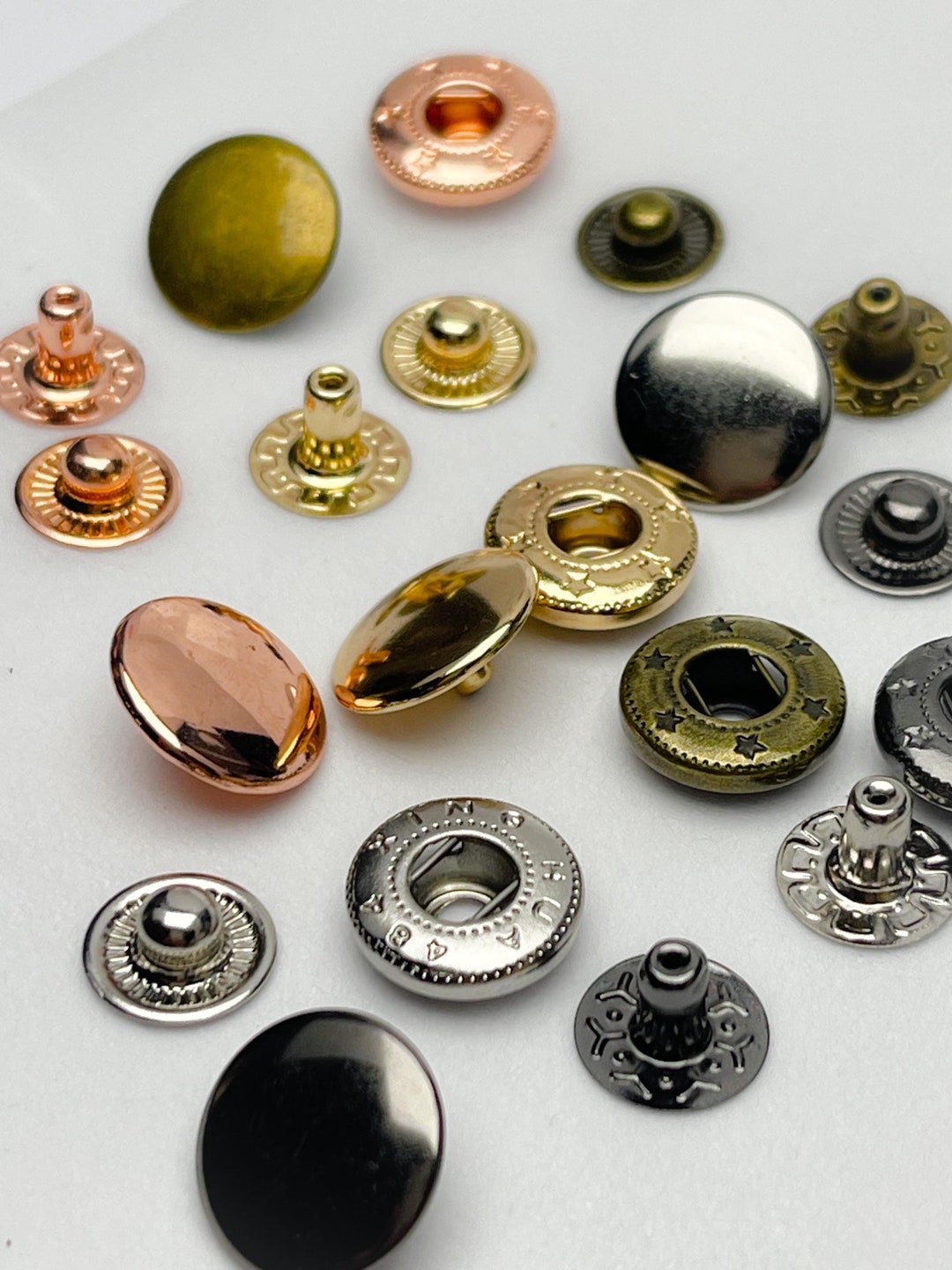 15mm Metal Button Spring Snaps | Pack of 10 Sets - Etsy
