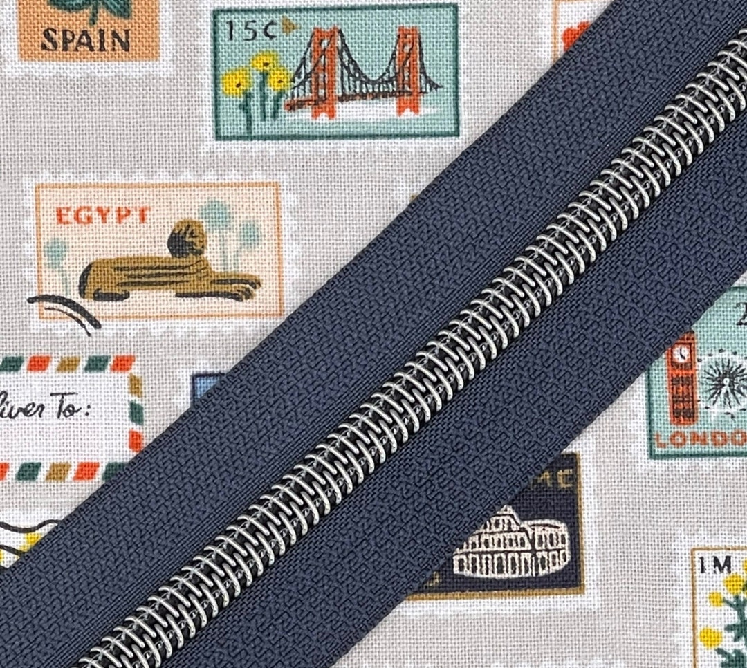 Navy Blue Zipper Tape With Gunmetal Nylon Coils | Size #5 | Zipper by ...