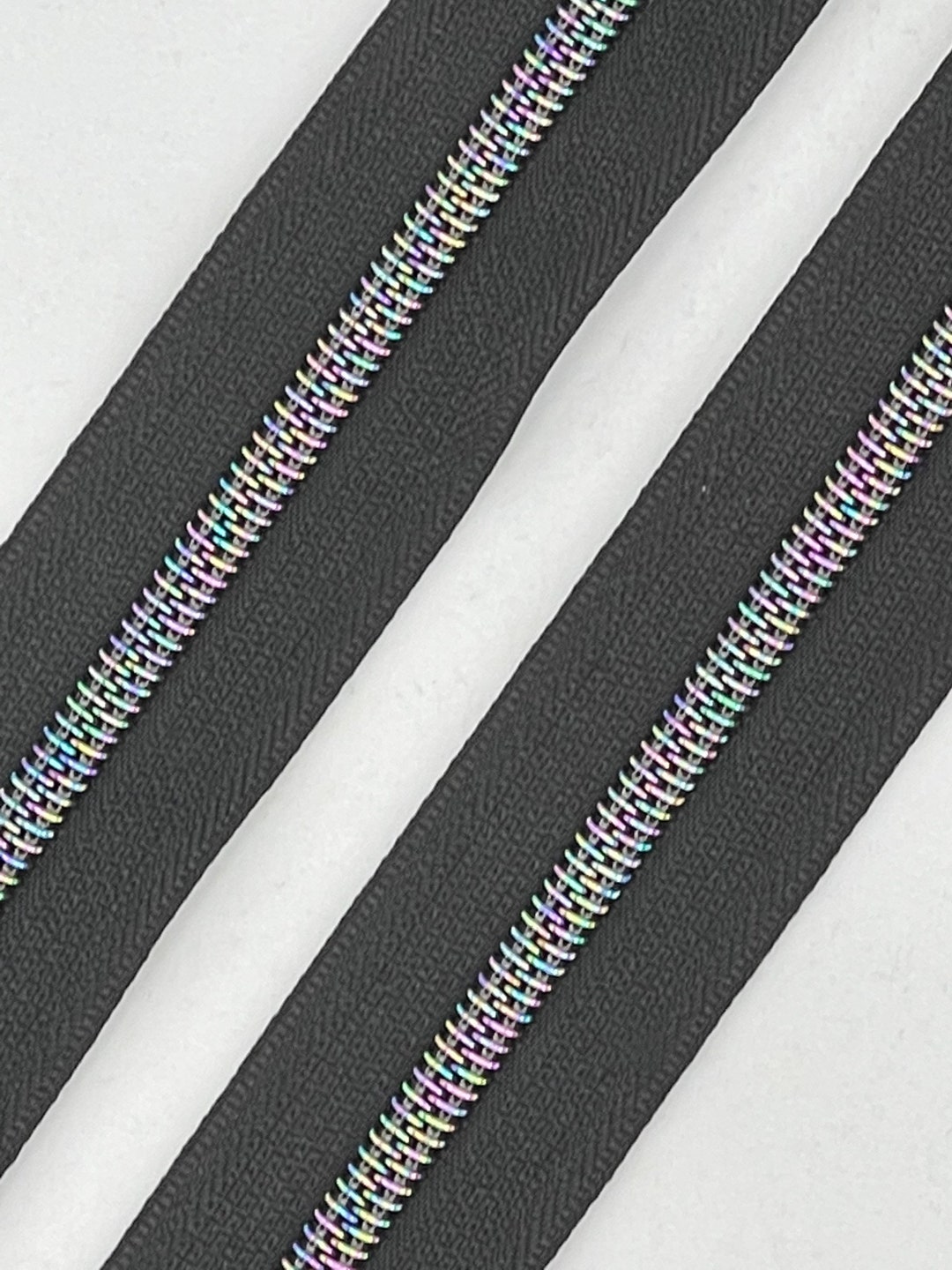 Black Zipper Tape With Rainbow Nylon Coil | Size #5 | Zipper by the ...