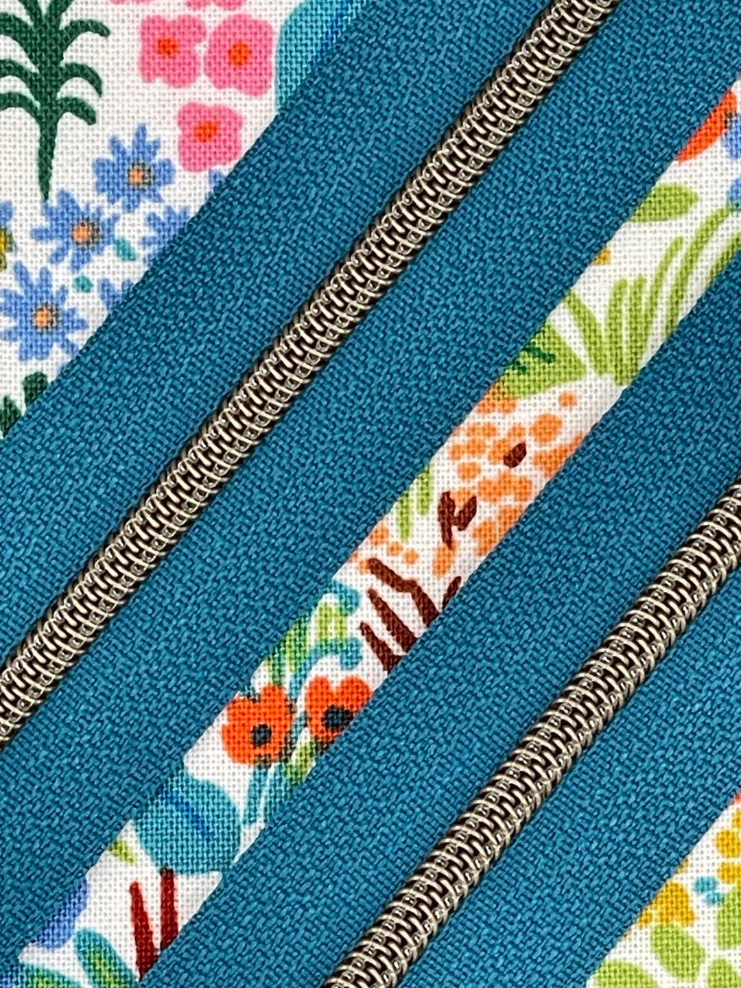 Size #3 | Peacock (teal) Zipper Tape With Antique Bronze Nylon Coils ...