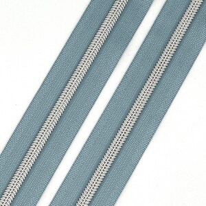 Blue Mist Zipper Tape With Silver Nylon Coils | Size #5 | Zipper by the ...