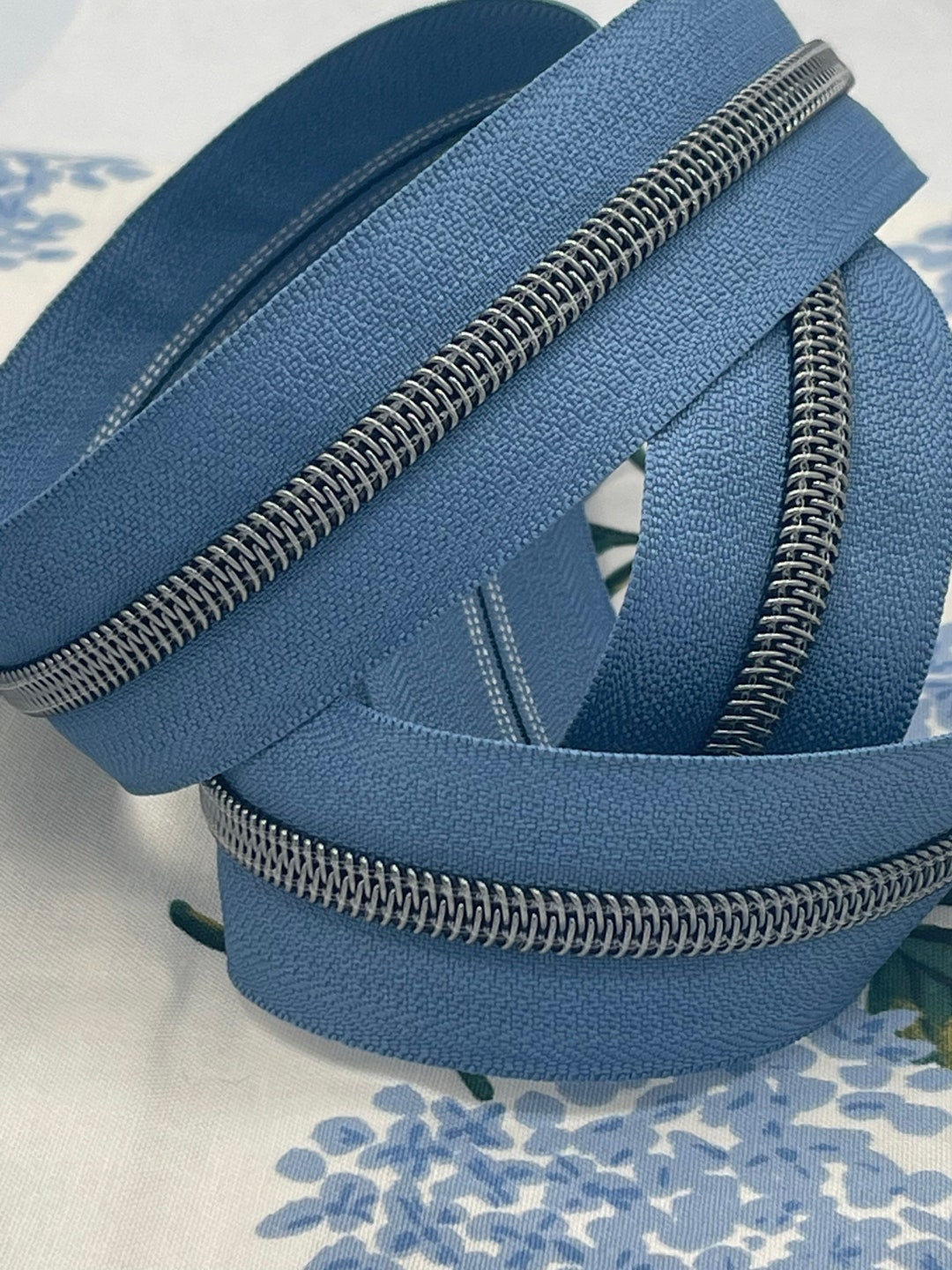 Pacific Blue Zipper Tape With Gunmetal Nylon Coils | Size #5 | Zipper ...