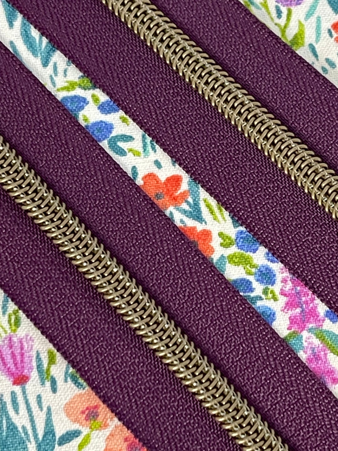 Midnight Purple Zipper Tape With Antique Bronze Nylon Coils | Size #5 ...