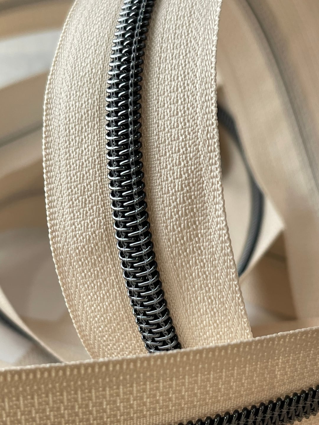 Bone Zipper Tape With Gunmetal Nylon Coils | Size #5 | Zipper by the ...