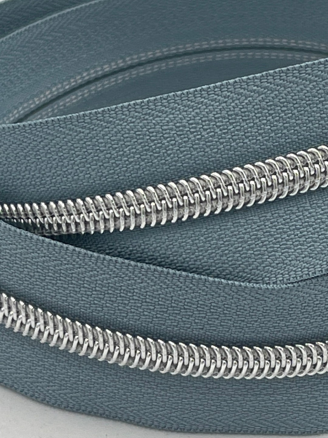 Blue Mist Zipper Tape With Silver Nylon Coils | Size #5 | Zipper by the ...