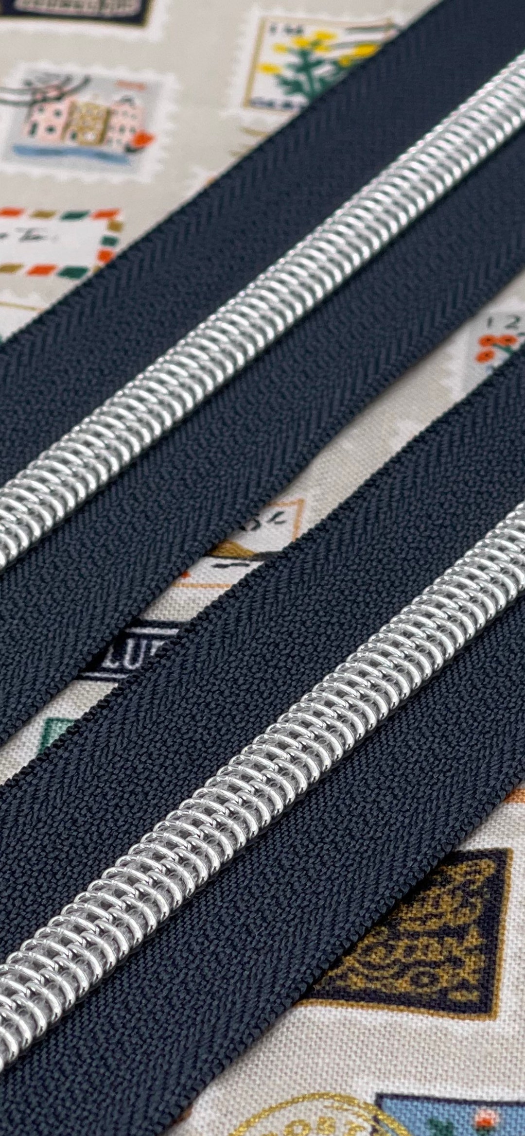 Navy Blue Zipper Tape With Silver Nylon Coils | Size #5 | Zipper by the ...
