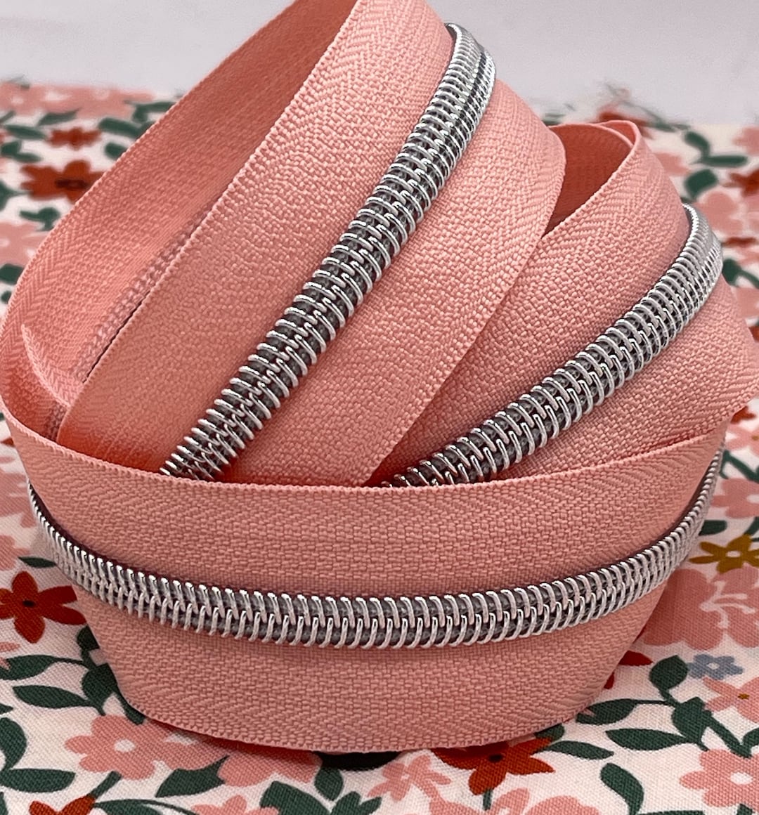 Ballerina Pink Zipper Tape With Silver Nylon Coil | Size #5 | Zipper by ...