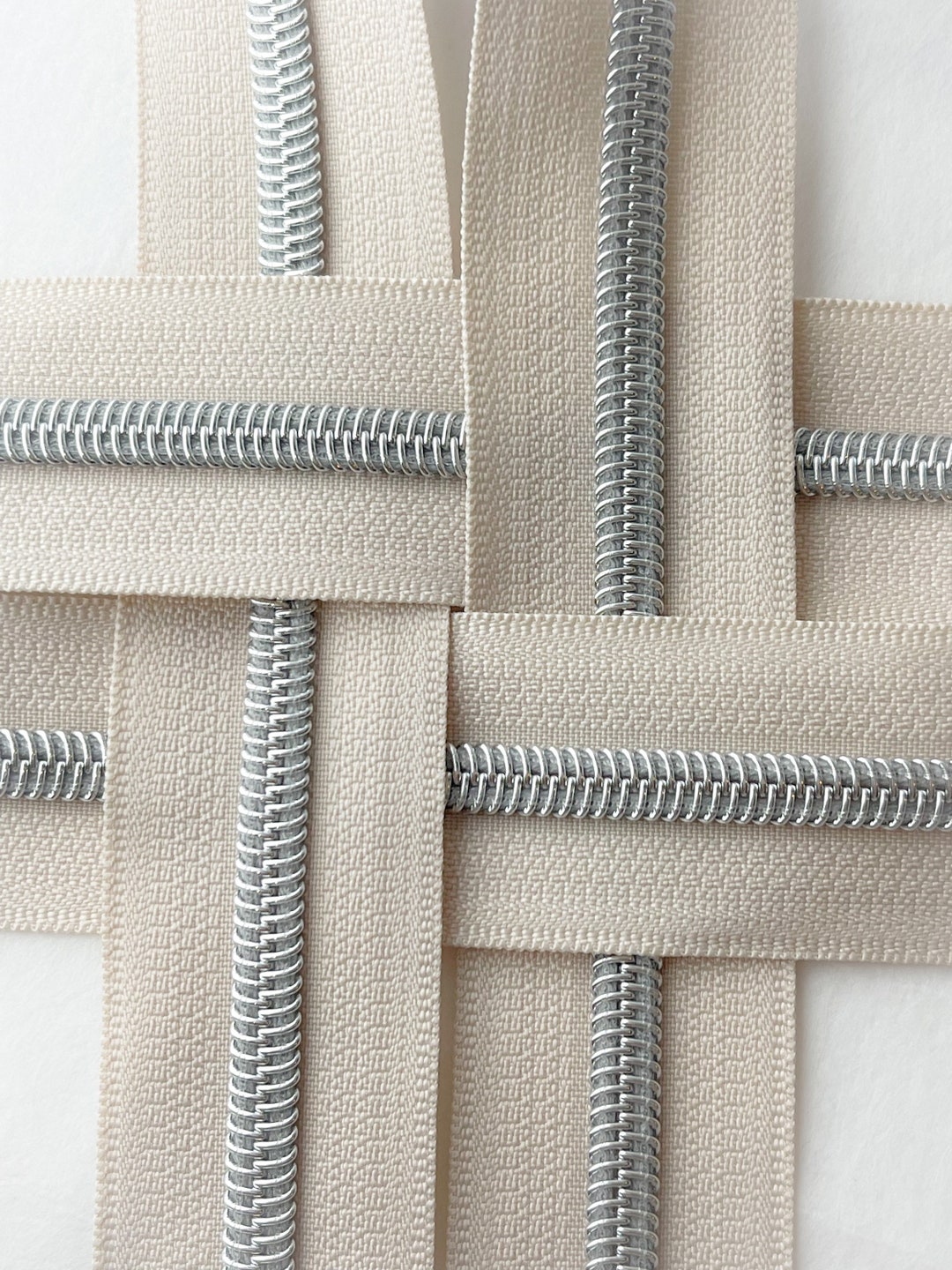 Bone Zipper Tape With Silver Nylon Coils | Size #5 | Zipper by the Yard ...