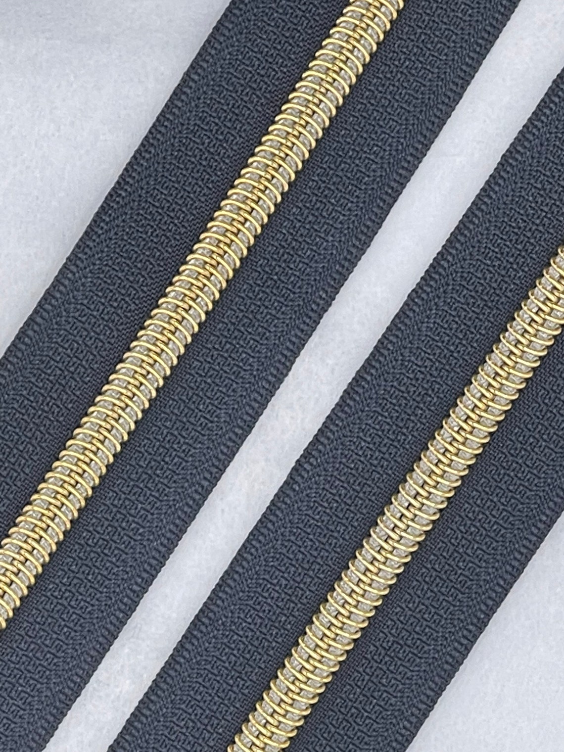 Navy Blue Zipper Tape With Gold Nylon Coils | Size #5 | Zipper by the ...