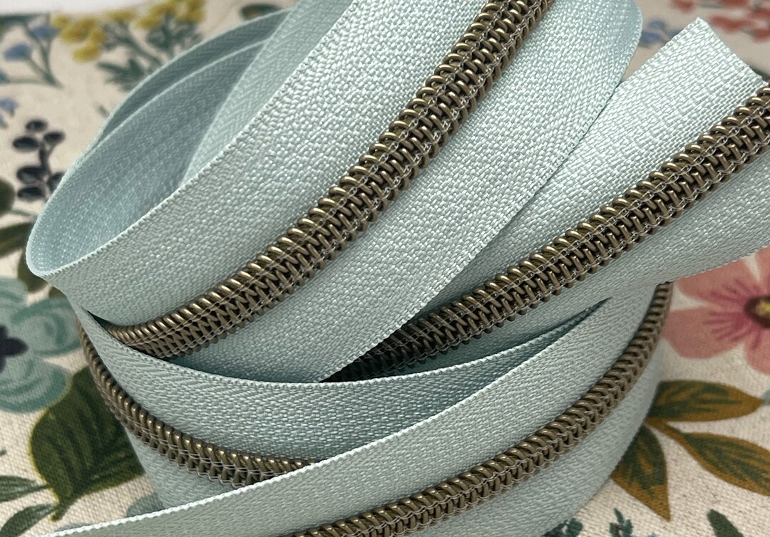 Summer Blue Zipper Tape With Antique Bronze Nylon Coils | Size #5 ...