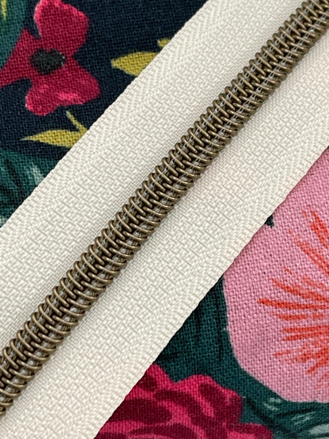 French Vanilla Zipper Tape With Antique Bronze Nylon Coils | Size #5 ...