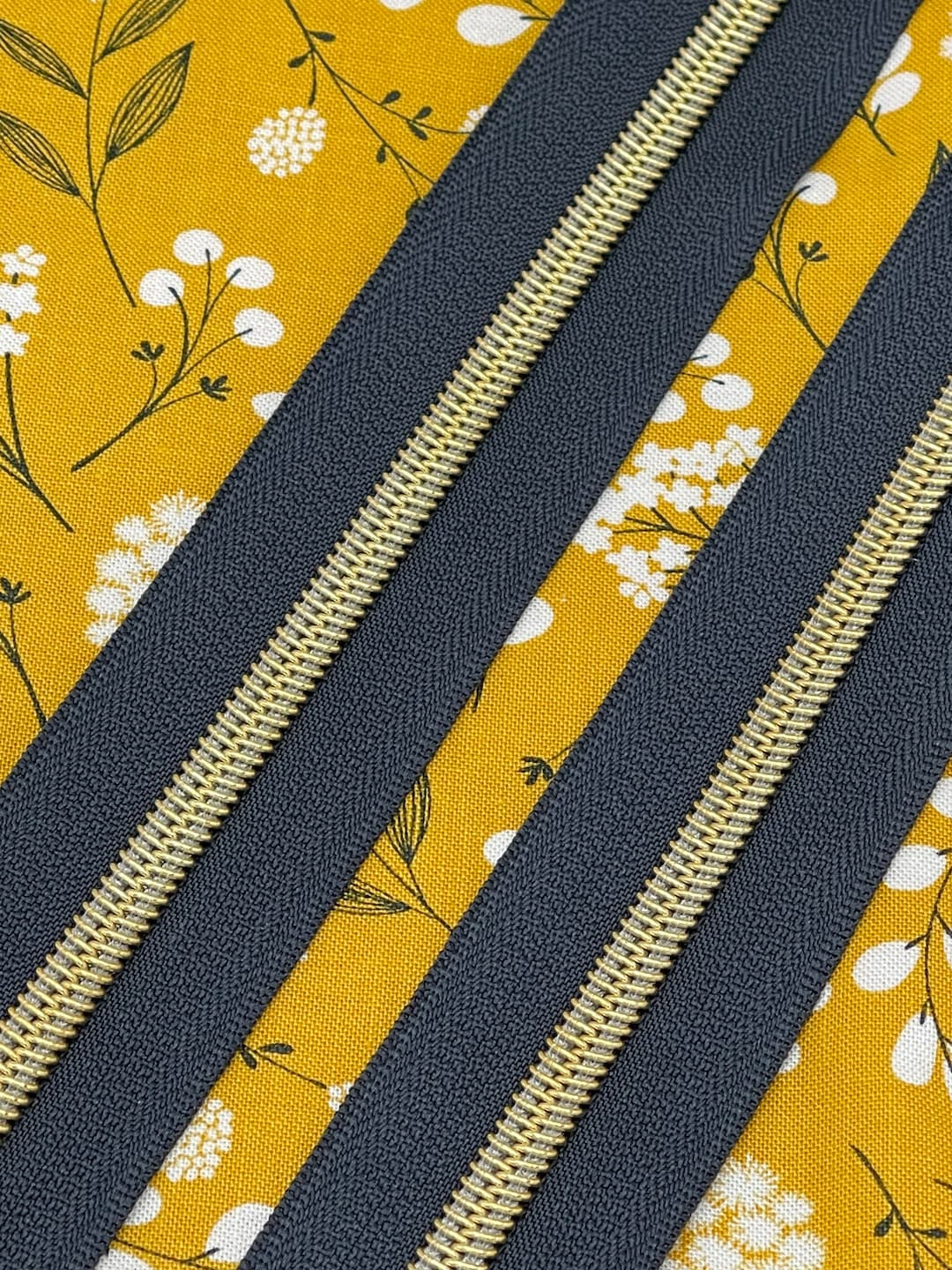 Navy Blue Zipper Tape With Gold Nylon Coils | Size #5 | Zipper by the ...