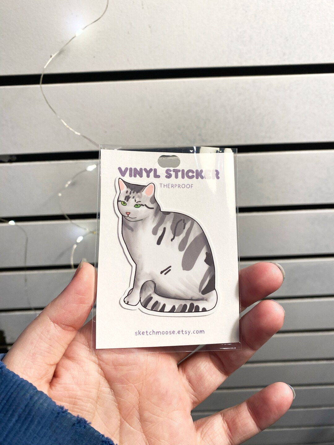 Grey Cat Sticker | Weather Proof | Glossy Laminate | Pet | Cat Sticker ...