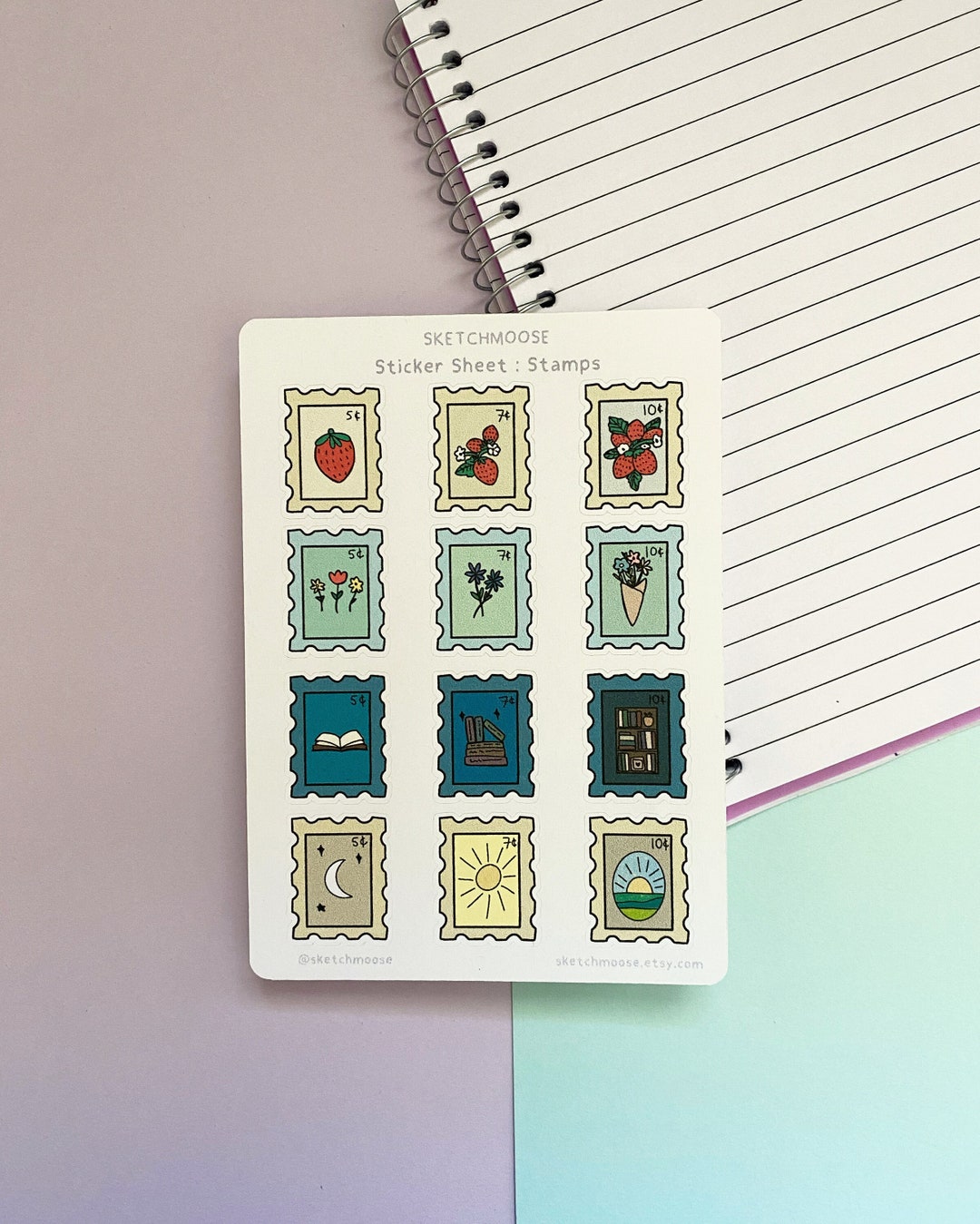 Stamps STICKER SHEET | Floral | Aesthetic Planner Stickers | Bullet ...