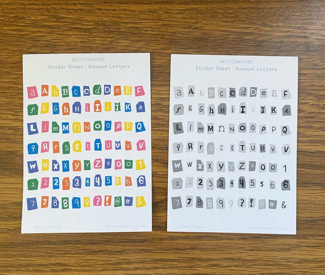 Ransom Letters STICKER SHEET | Planner Stickers | Bullet Journal | Bujo ...