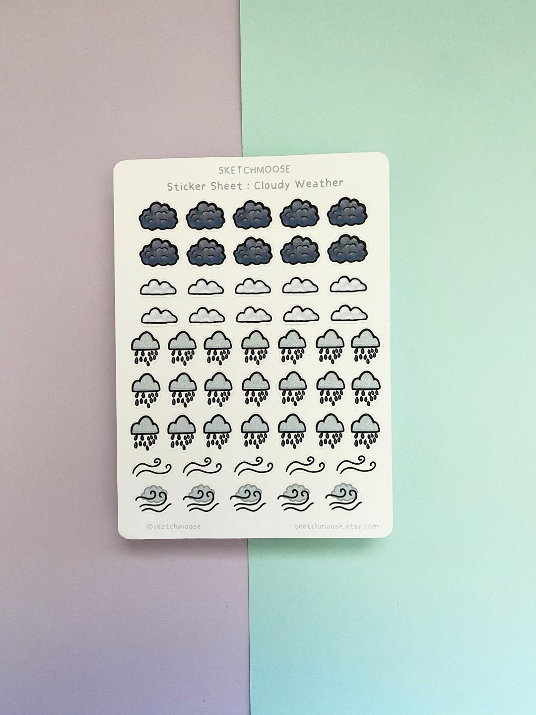 Cloudy WEATHER STICKER SHEET | Planner Stickers | Bullet Journal | Bujo ...