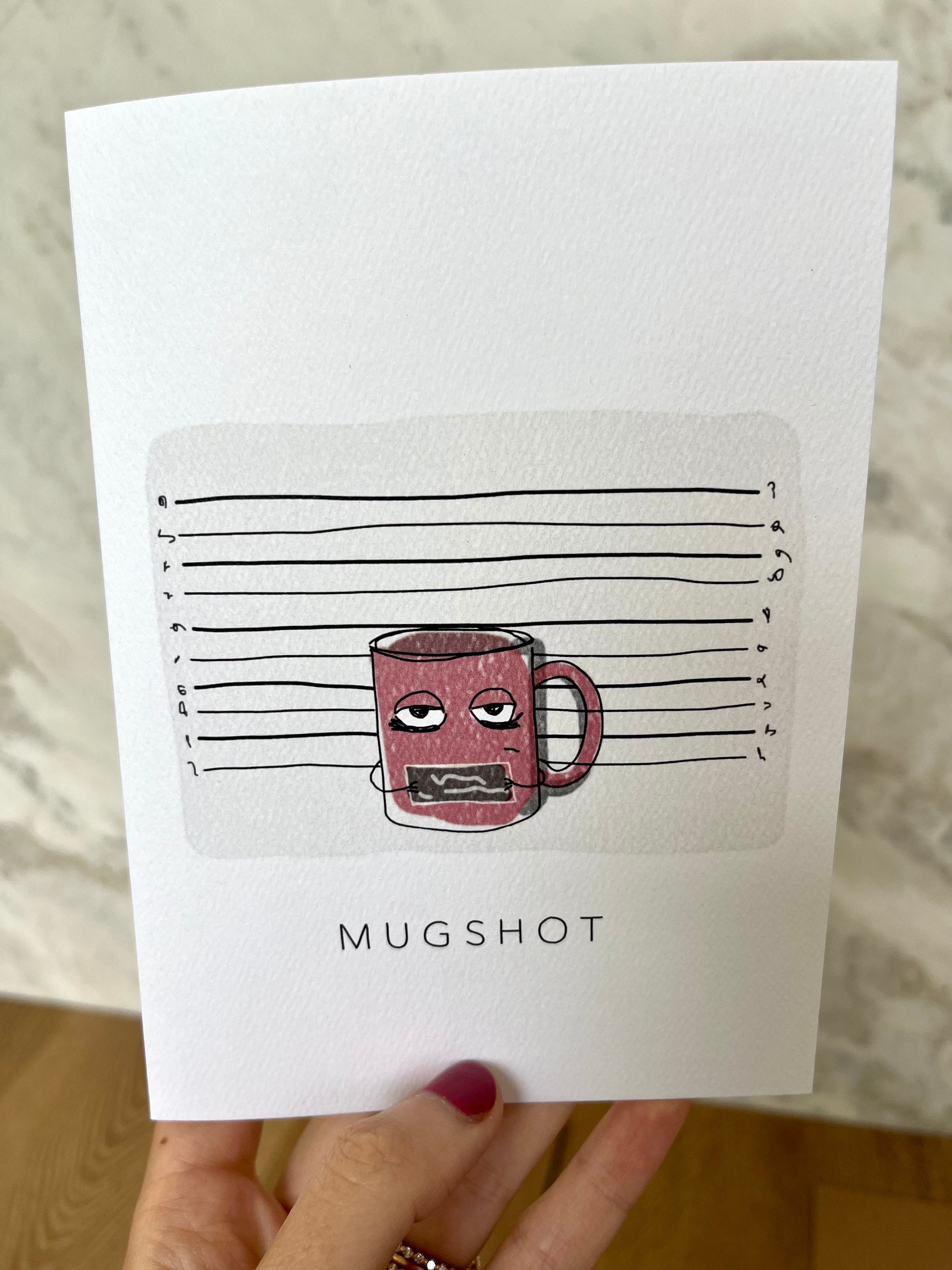 MUGSHOT Greeting Card Funny Cartoon Cute Unique Dishes Kitchen Jail ...