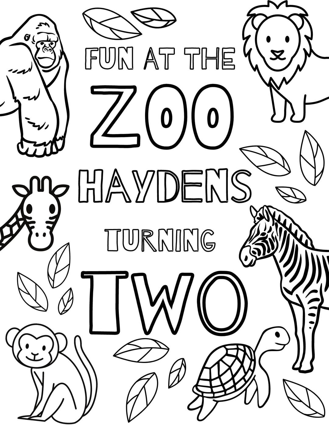 Zoo Coloring Page - Etsy