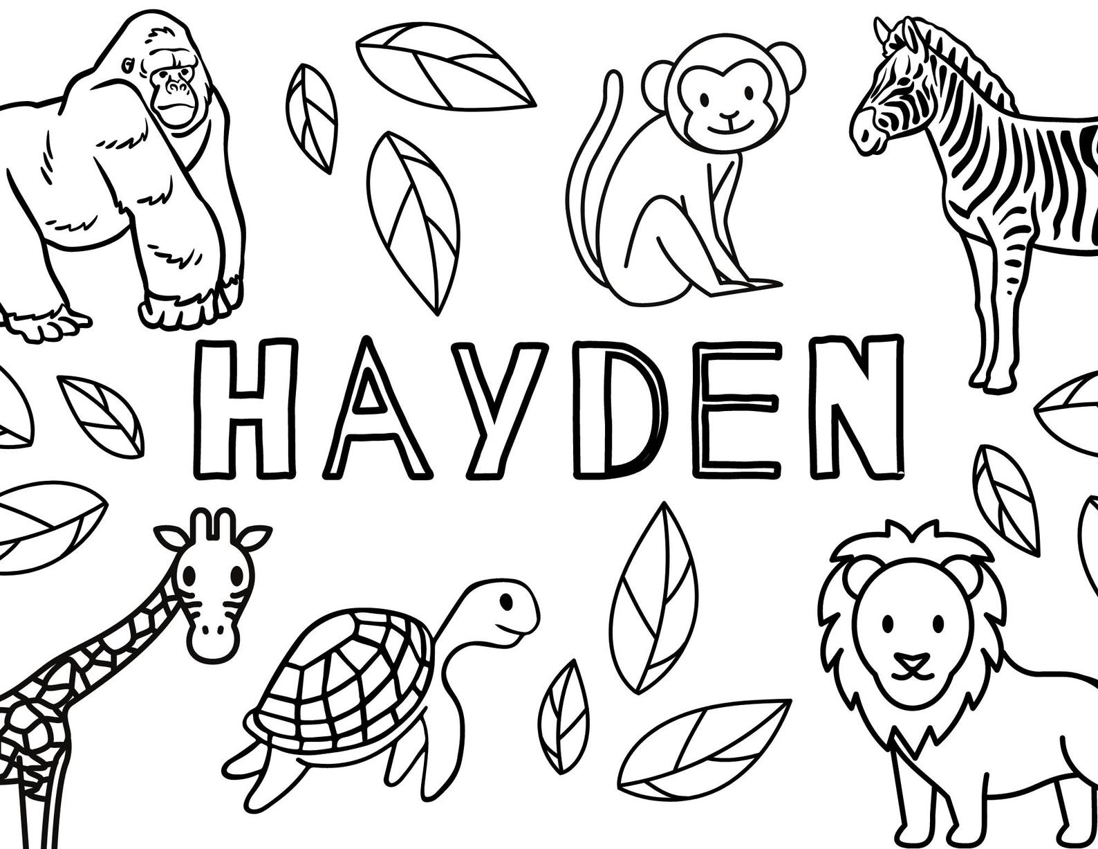 Animal Name Coloring Page Printable - Etsy
