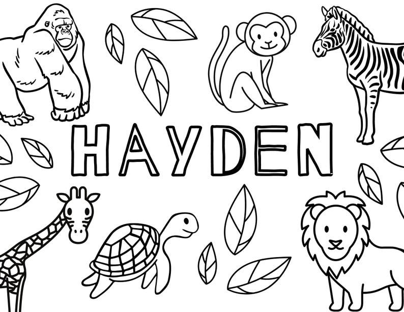 Animal Name Coloring Page Printable - Etsy