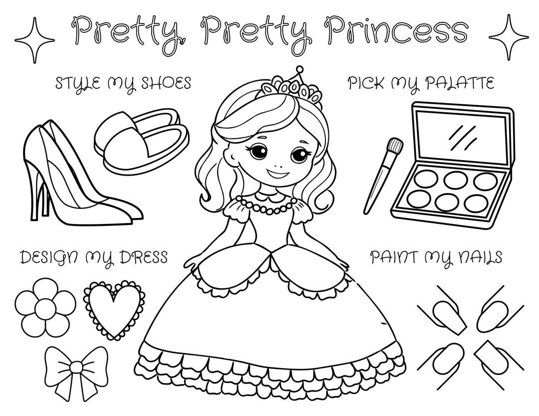Pretty Princess Coloring Page - Etsy Australia