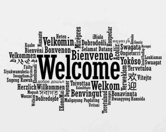 Welcome in Different Languages Wall Decal Hello Poster Office - Etsy